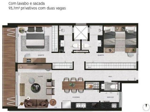 Lançamento para Venda 93.7m², 2 dormitórios, sendo 1 suites, 2 vagas Petrópolis