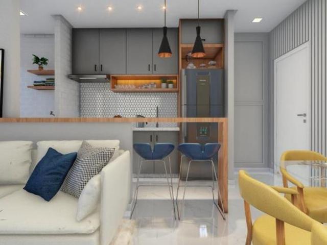 Lançamento Residencial Galena, Apartamentos 55m2, 2 Dormitórios, 1 Suíte, Varanda Gourmet, Cozinha A