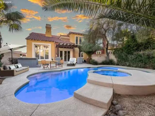 Lake Las Vegas Private heated pool spa and oversized backyard.