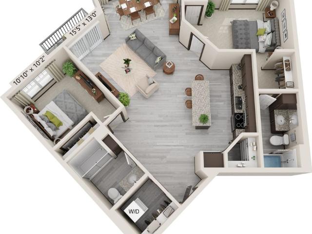 Large 2 Bdrm/2 Bath Apartment w/Huge Windows & Balcony