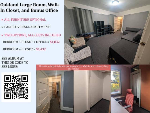 Large room with large closet, bonus office