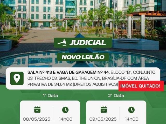 LEILÃO DE SALA C/ GARAGEM NO THE UNION! DISPONÍVEL PARA VISITAÇÃO!