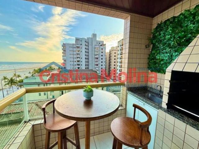 Lindo apartamento mobiliado, rua da praia, vista mar, lazer, garagem, Aviação, Praia Grande