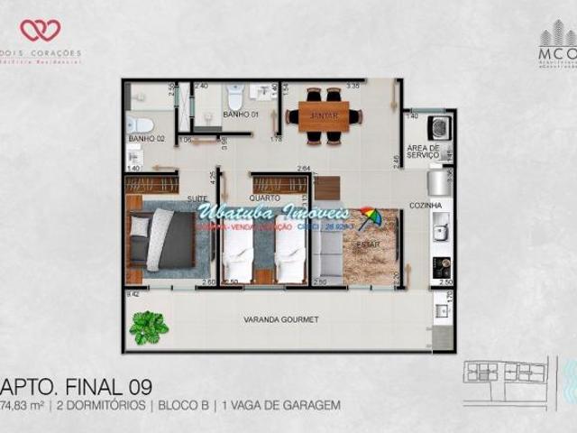 Lindo apartamento no 4 ° em construção, entrega final de 2027