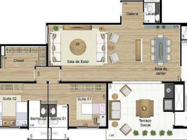 Lindo no apto no Ed. Luiza 3 suites 3 vagas com amplo terraço gourmet
