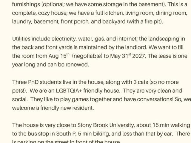 Looking for a SBU roomate