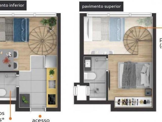 Loft Duplex 43 m² suíte estacionamento lançamento Rooftop Solarium