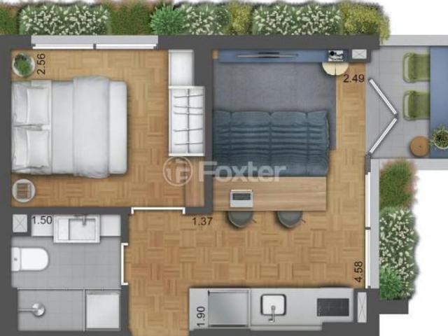 Loft, 1 dormitórios, 37.75 m², em Menino Deus