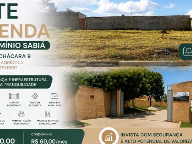 Lote à Venda Condomínio Sabiá 400m² Rua 2 Chácara 9 Colônia Agrícola 26 de Setembro DF Segurança