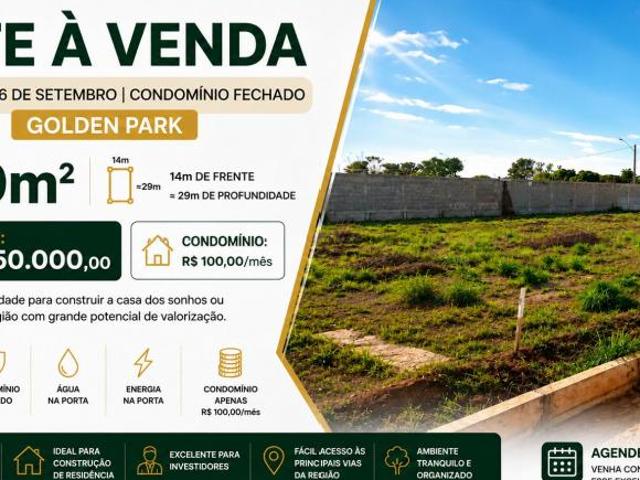 Lote à Venda na 26 de Setembro Rua 3 400m² | Condomínio Fechado Golden Park Excelente Localização