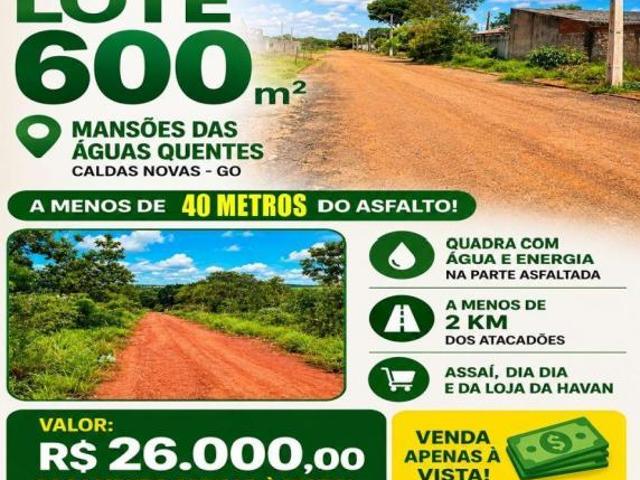 Lote de 600 Metros Mansões das Águas Quentes Caldas Novas GO