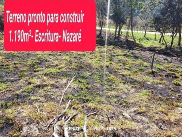 Lote 1183 m², plano, limpo, vista p/serra, 9km/centro Nazaré, fácil acesso, próximo. do asfalto.