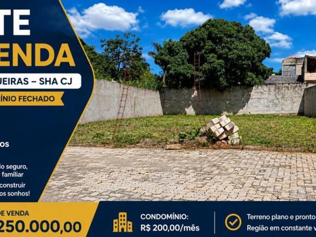 Lote 375m² à Venda Arniqueiras SHA Conjunto 5 | Condomínio Fechado e Terreno Plano