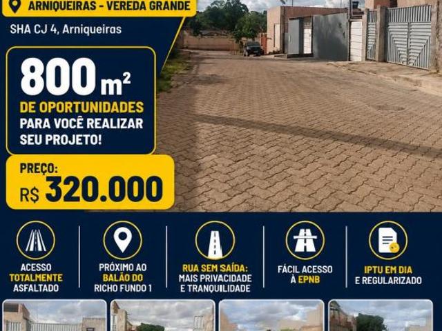 Lote 800m² à venda em Arniqueiras Vereda Grande perto da EPNB | Rua sem saída segura