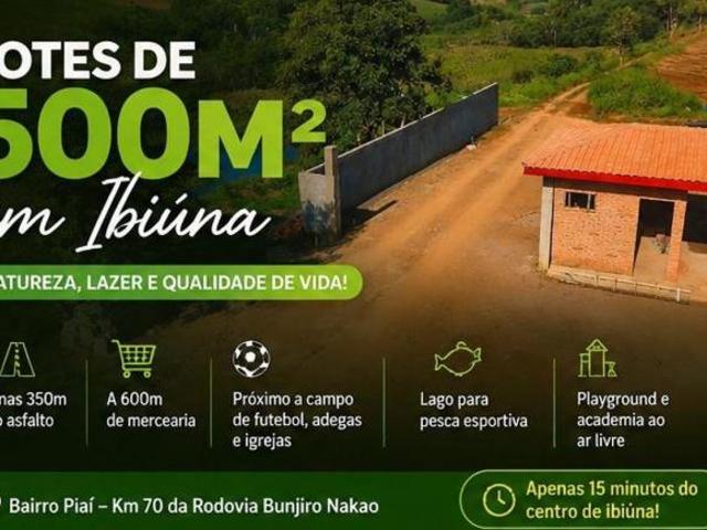 Lotes a partir de *500m²*, localizados no *Bairro Piaí*, km 70 da Rodovia Bunjiro Nakao