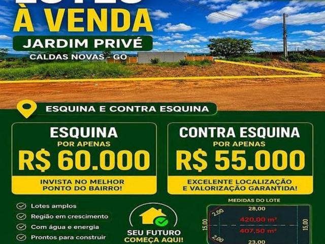 Lotes no Jardim Privé Esquina e Contra Esquina à Venda