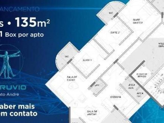 Luxuoso apartamento de 3 quartos e 3 suítes à venda em Santo André SP, Jardim Bela Vista! 135m², 4 b
