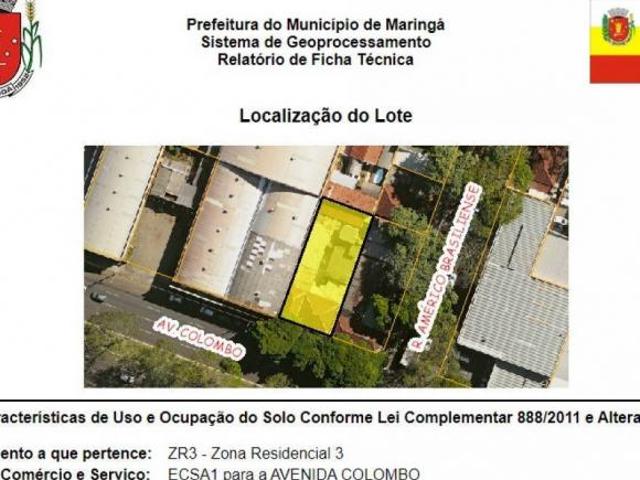 MARAVILHOSO TERRENO 600M2 ZONA07NA COLOMBO, AVENIDA PRINCIPAL DE MARINGAAgende sua visita!Imobil