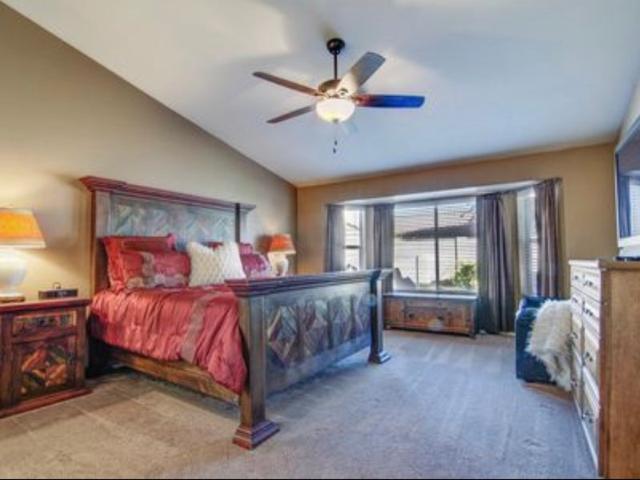 Master bedroom with bathroom and walk in closet