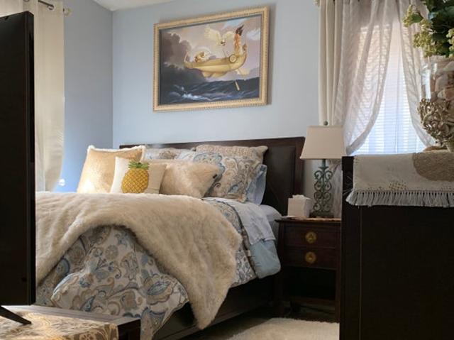 Master bedroom with pool view in Bradenton