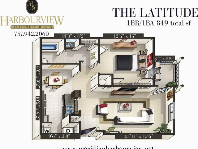 Meridian Harbourview 1 Bedroom Apartment for Rent at 7190 Harbour Towne Pkwy S, Suffolk, VA 23435