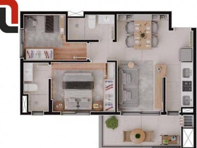 Moní Apto 55m² 2 quartos, sacada gourmet e 1 vaga no Alto da Glória