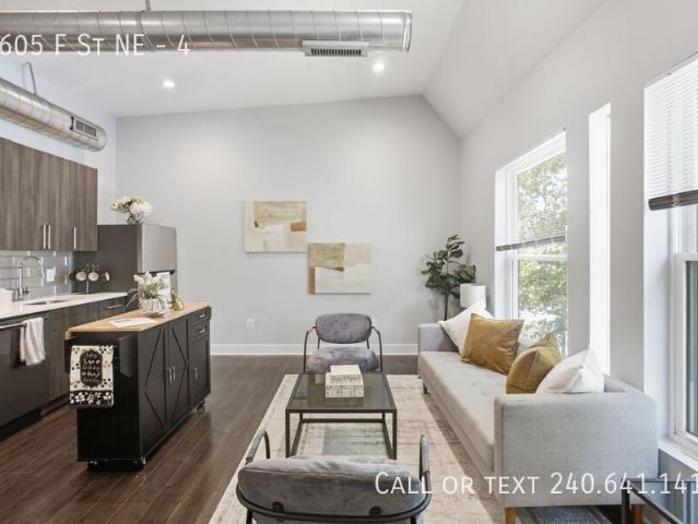 Modern Top Floor 2 BR/1 BA Apartment with Vaulted Ceilings & Porch in Kingman Park!
