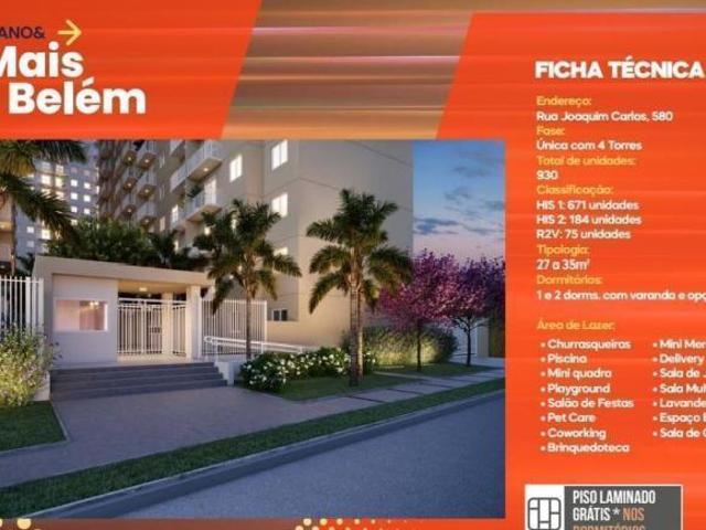 More no Belém 1 dormitório com varanda Minha Casa Minha Vida