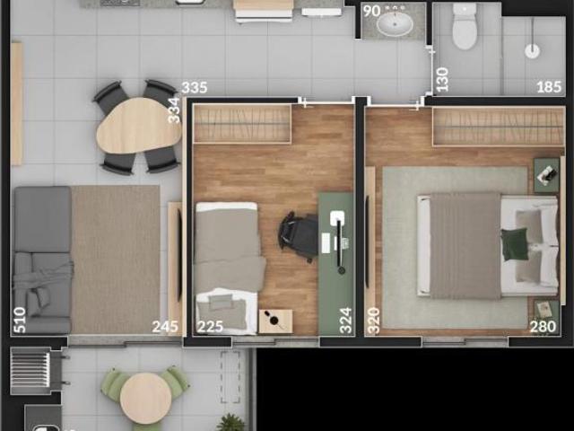 Natune. Apartamento com 2 quartos e sacada com churrasqueira. 34 m² no Cajuru ao lado do Shopping J