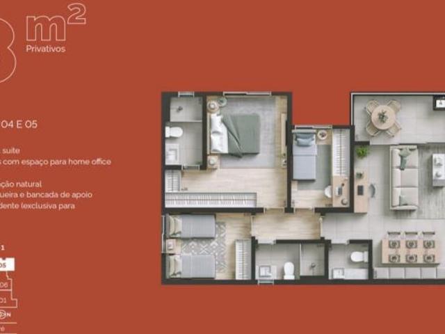 NEST Alto XV 3 Quartos 98 m² 1 Suite 1 Vaga Garagem