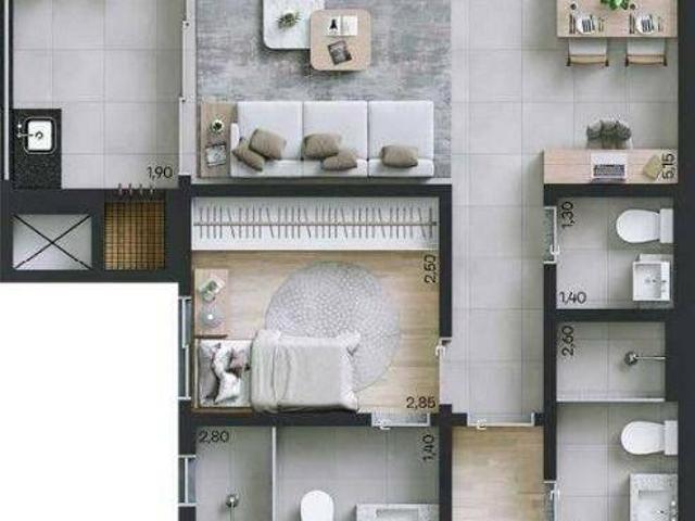Nest Apto 85m 2 quartos, sacada gourmet e 1 vaga no Alto da XV