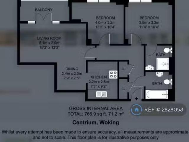 Cozy 2 BA 2 bedroom flat for rent in Centrium, Woking, GU22