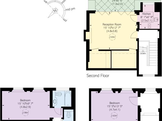 Newly renovated mews house with south facing balcony and off street parking to rent
