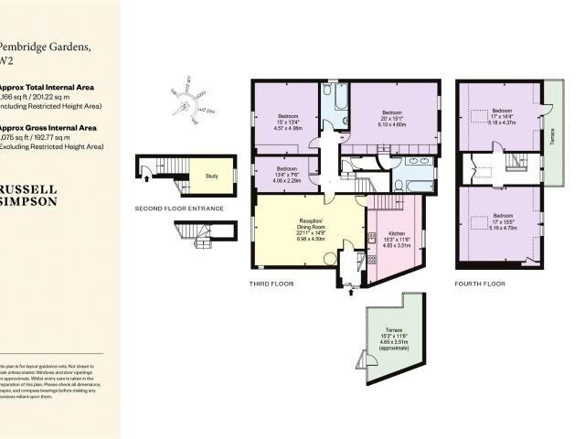 Newly refurbished four bedroom lateral flat with roof terrace and direct lift access in a white stucco townhouse