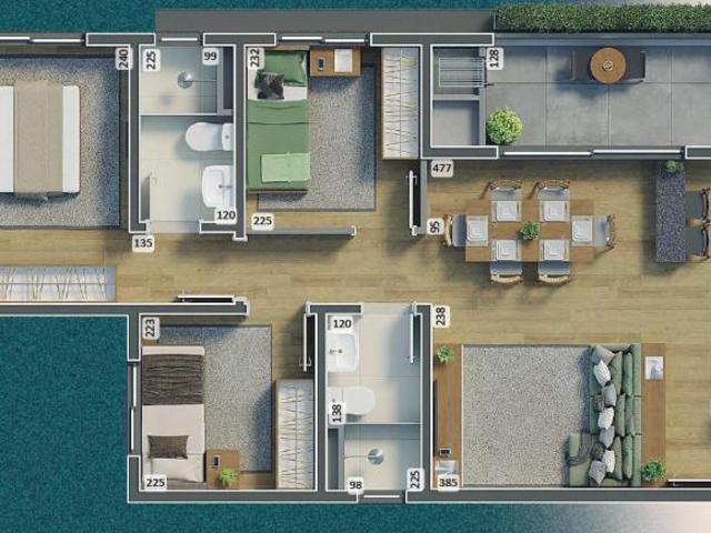 Novo Mundo Lançamento 3 quartos sendo 1 suite churrasqueira 2 vagas 60,78m2 privativos