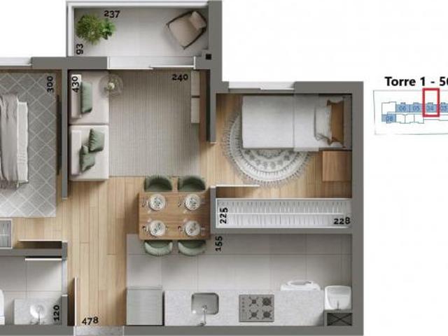 Novo Mundo 18° Andar 2 quartos sendo 1 suite 1 vaga