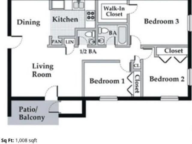 One Bedroom1.5 Shared Bath