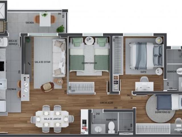 Oportunidade Cond. Clube 3 quartos sendo 1 suite R$595.433
