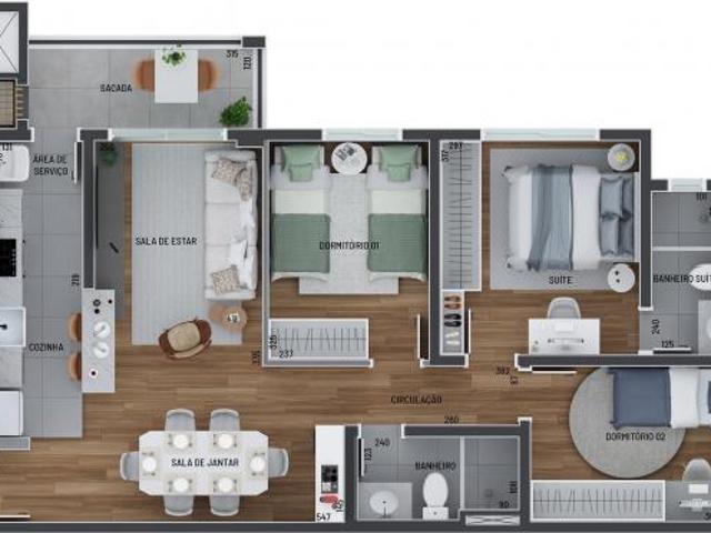 Oportunidade Cond. Clube 3 quartos sendo 1 suite R$595.433