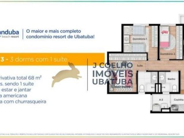 Oportunidade de Investimento Apartamento a venda com 3 dormitórios, sendo 1 suíte Maranduba Ub