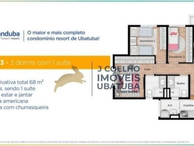Oportunidade de Investimento Apartamento a venda com 3 dormitórios, sendo 1 suíte Maranduba Ub