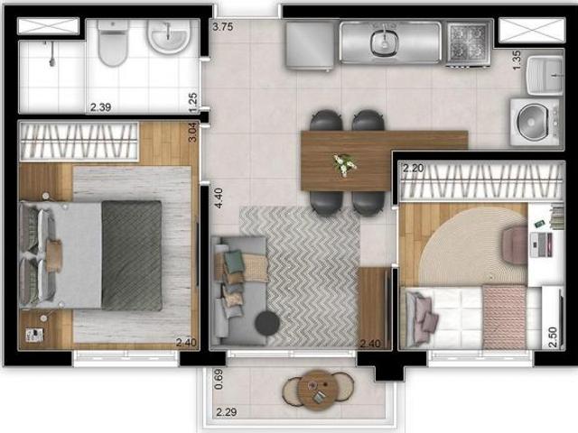 Oportunidade no Belenzinho. 39m² com 2 Dormitorios a 700m da estação Bresser