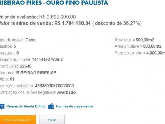 Oportunidade Única em Ribeirão Pires SP | Tipo: Casa/Chácara | Negociação: Financia