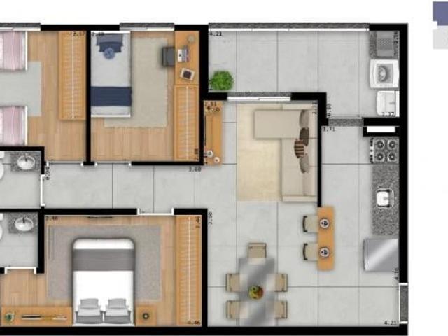 Parque Industrial 3 dormitórios 67m² e 79m² Apartamento