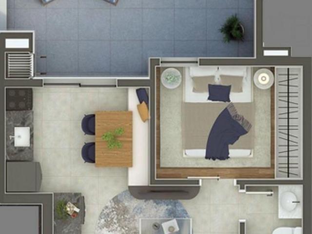 Portão Garden com 1 quarto churrasqueira 47,47m2 privativos