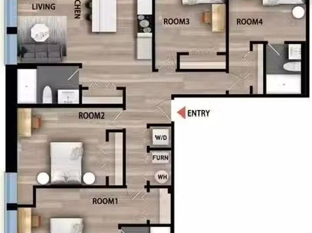 Private Bedroom w/ Semi Shared Bath In 4 Bed 3 Bath Apartment