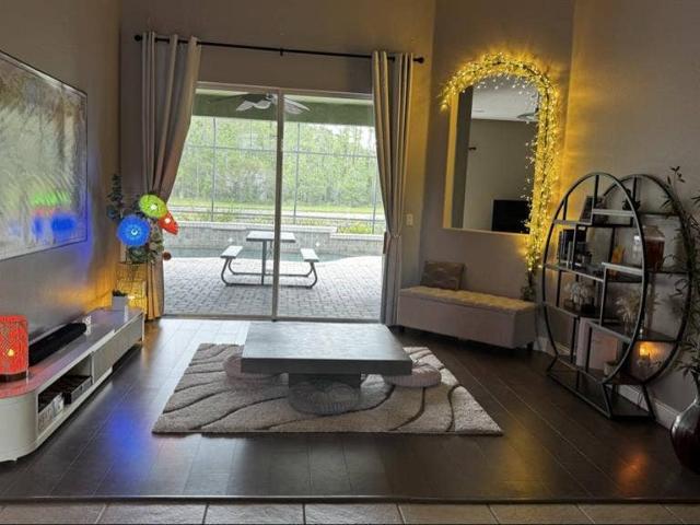Private furnished bed and bathroom