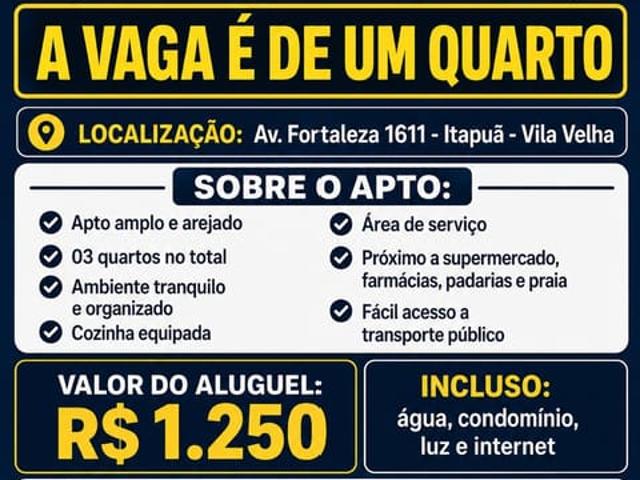 Quarto em Itapuã R$ 1.250 Tudo incluso
