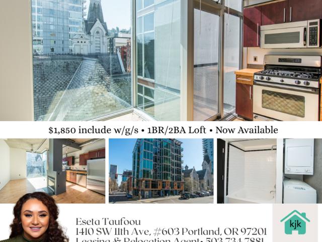 Rare Two Level Loft with Dual Fireplaces & City Views in Portland’s Museum Arts District!