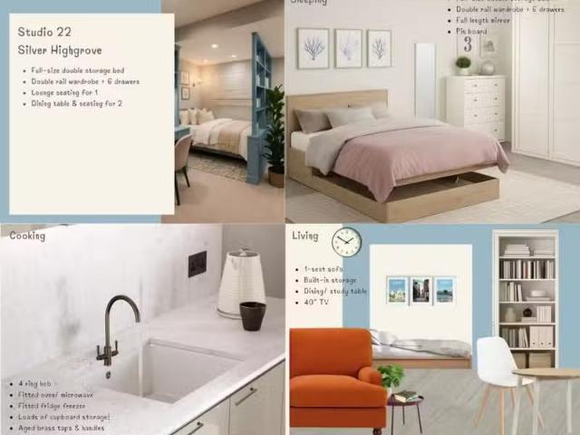 Cheap 1 BA Studio flat for rent in Silver Highgrove Studio 22.